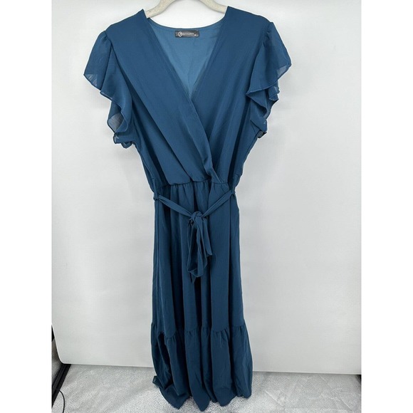 PrettyGarden | Dresses | Pretty Garden Womens M Wrap Maxi Dress Tiered ...